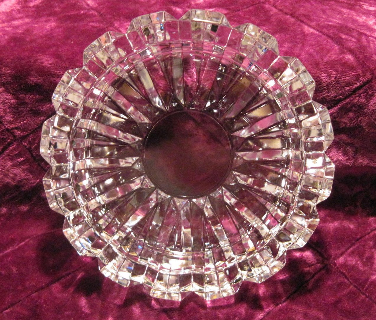 Heavy Crystal Beveled Brilliant Cut Ashtray Fancy OOS