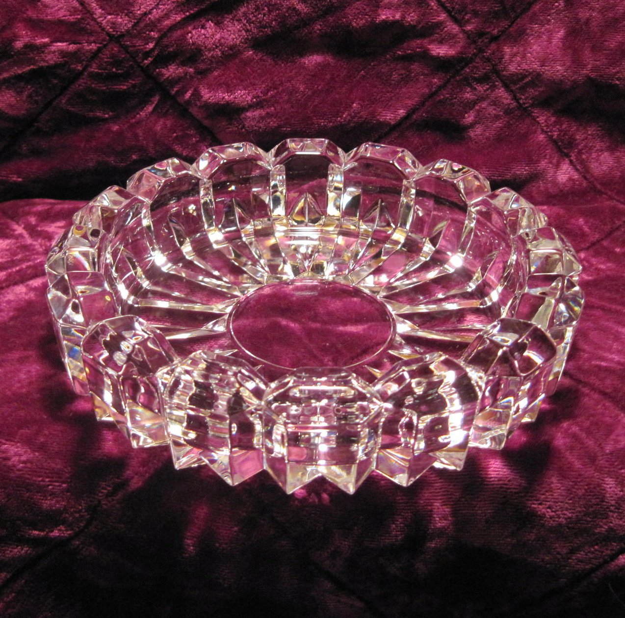 Heavy Crystal Beveled Brilliant Cut Ashtray Fancy OOS