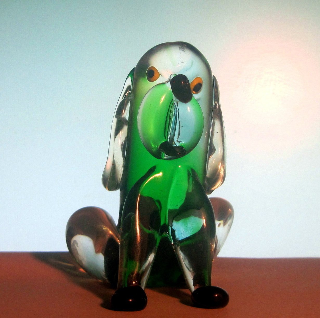 Murano Art Glass Dog Arte Murano ICET Green Blue OOS