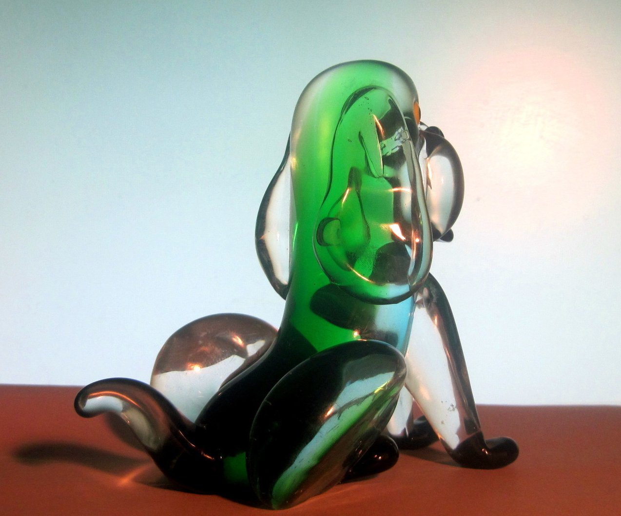 Murano Art Glass Dog Arte Murano ICET Green Blue OOS