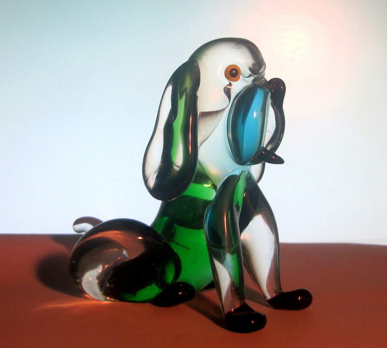 Murano Art Glass Dog Arte Murano ICET Green Blue OOS