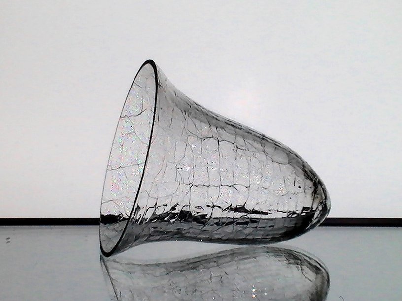 Hanging Candle Holder Crackle Glass Flared 5 x 4 3/8 OOS