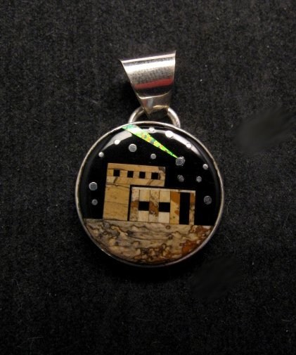 Native American Navajo Inlaid Night Sky Pendant, Mathew Jack