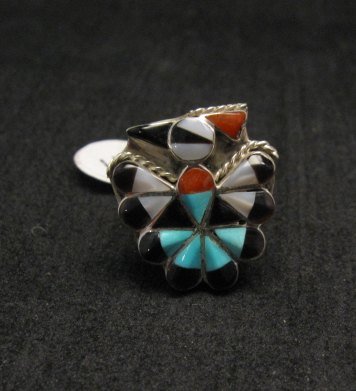 Zuni Indian Inlaid Thunderbird Ring sz6-1/2