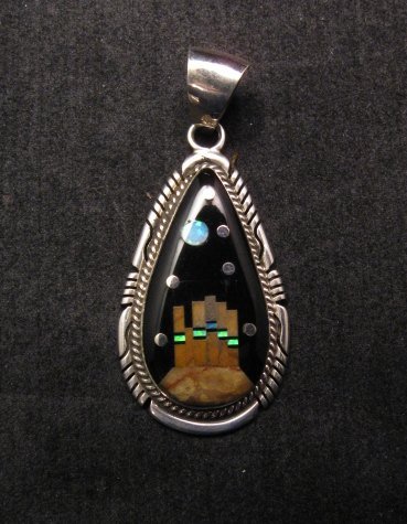Navajo Inlaid Monument Valley Night Sky Pendant, Matthew Jack