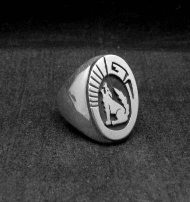 Bigger Native American Navajo Sterling Silver Coyote Ring sz10-1/2