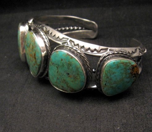 Extra Large Navajo Manasa Turquoise Silver Cuff Bracelet, Travis Teller