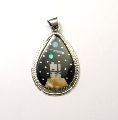 Native American Navajo Inlaid Monument Valley Night Sky Pendant ...