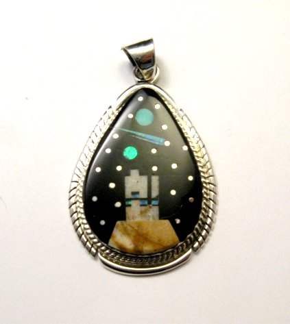 Native American Navajo Inlaid Monument Valley Night Sky Pendant ...