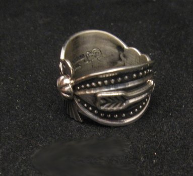 Darrell Cadman Navajo Old Pawn Style Thunderbird Silver Ring sz7