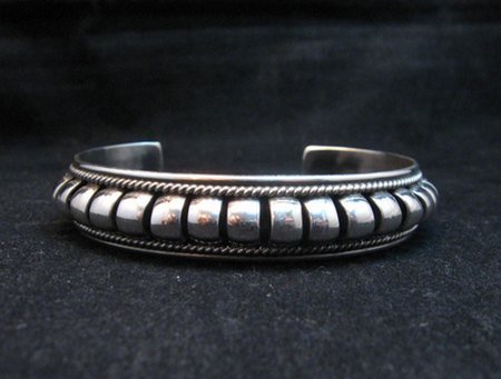 American Indian Navajo Priscilla Apache Sterling Silver Ribbed Bracelet