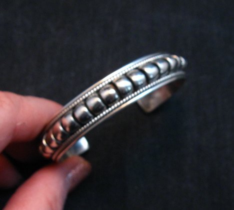 American Indian Navajo Priscilla Apache Sterling Silver Ribbed Bracelet
